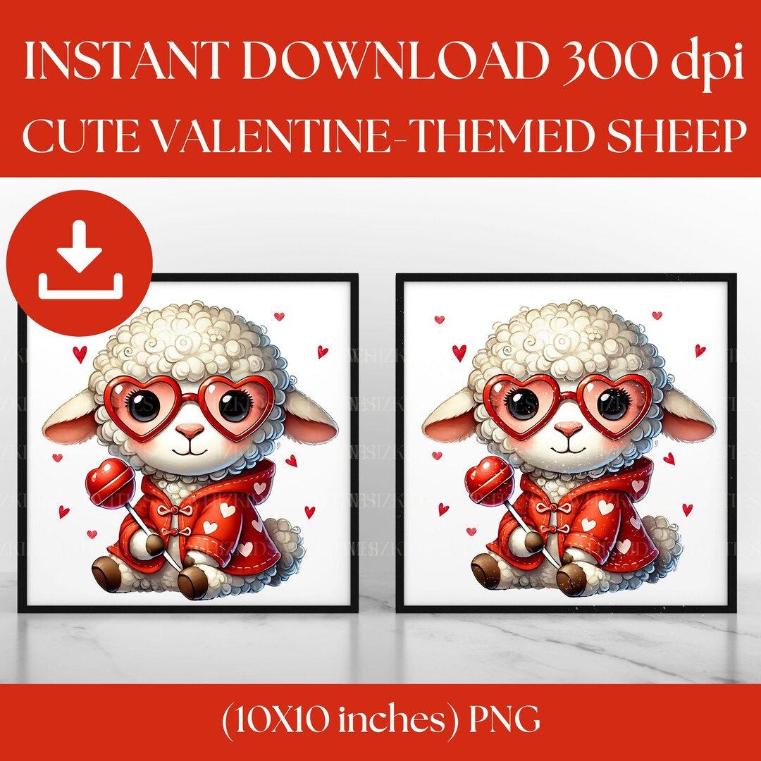Sheep Png, Valentine Coquette PNG, Valentine's Day, Retro Valentine Png ...