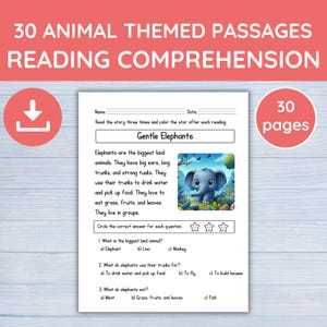 30 Printable Animal Reading Comprehension Worksheets With Short Stories ...