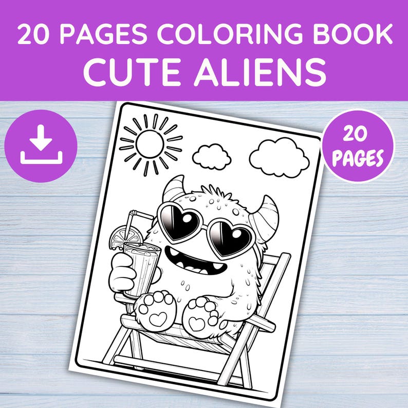 20 Cute Alien Coloring Pages for Kids, Outer Space Coloring Book ...