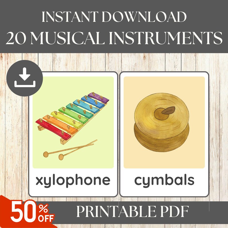 20 Musical Instrument Flashcards, Montessori Inspired Musical ...