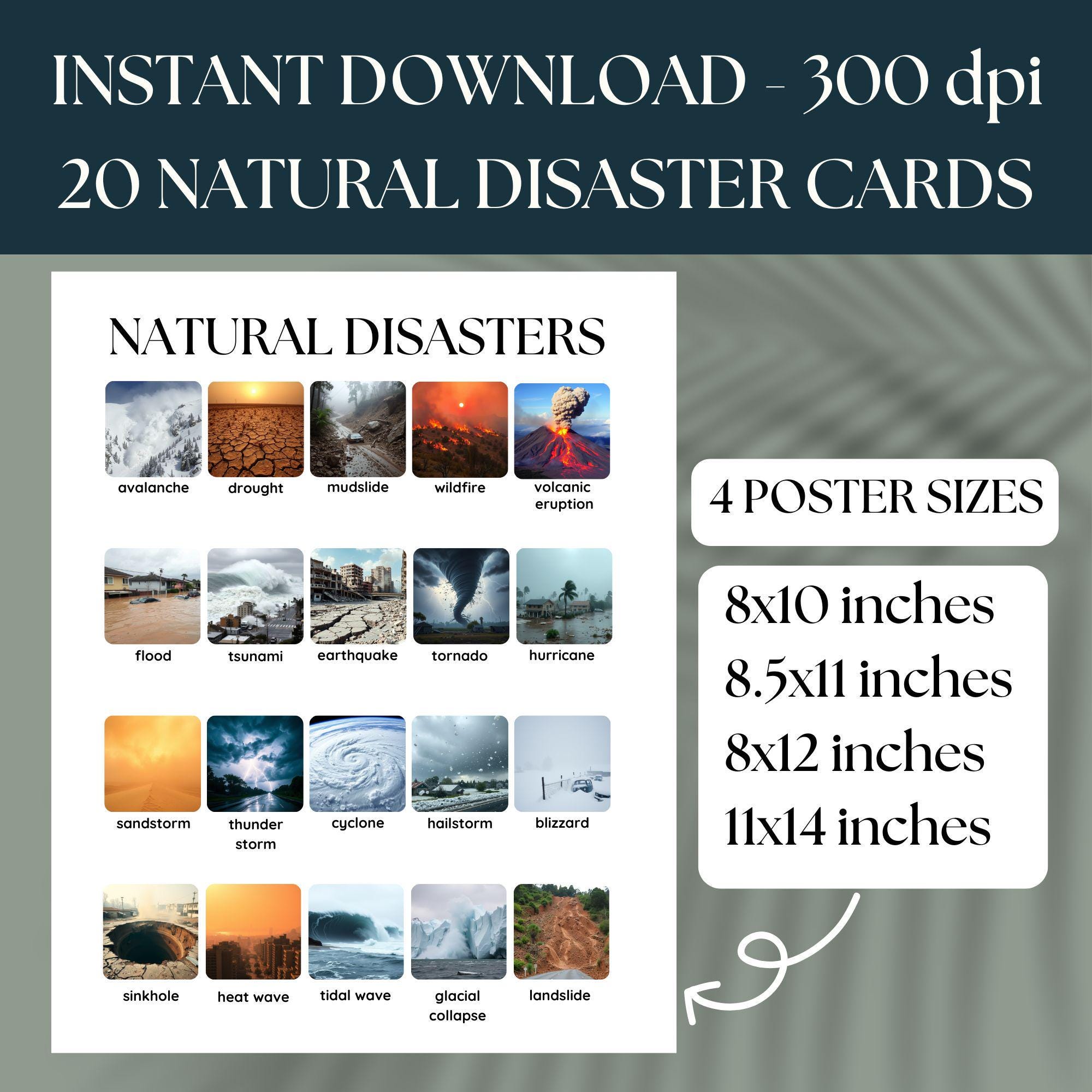 Natural Disasters Flashcards: Montessori Earth Science, Real Images ...