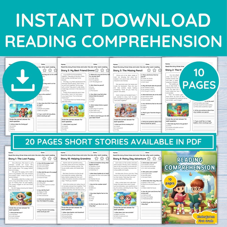 Grade 1-2 Reading Comprehension Worksheets: Short Stories & Questions ...