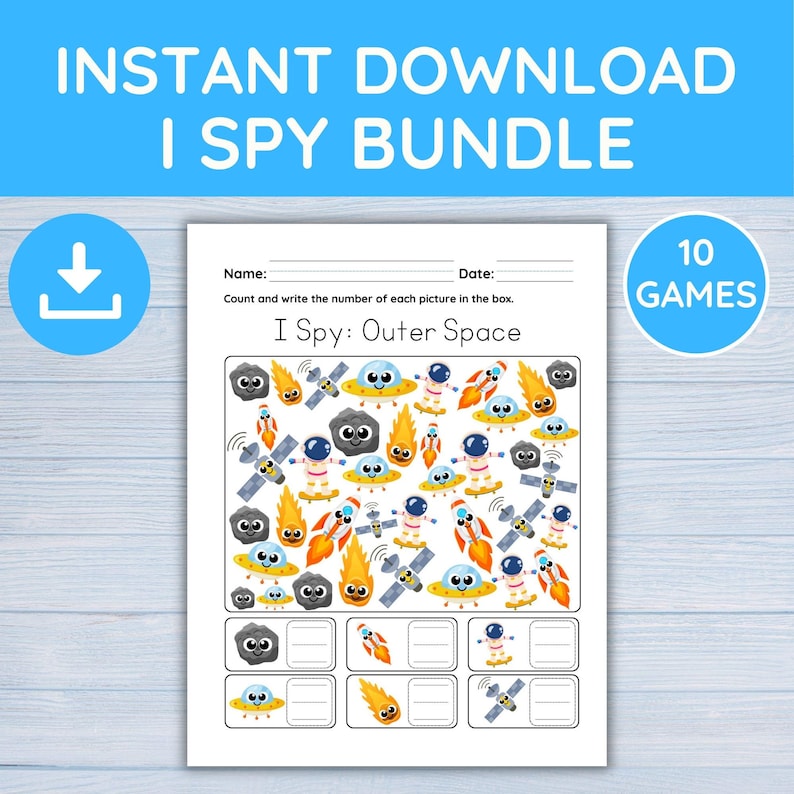 I Spy Printable Activity for Kids 10 Seek and Find Worksheets PDF ...