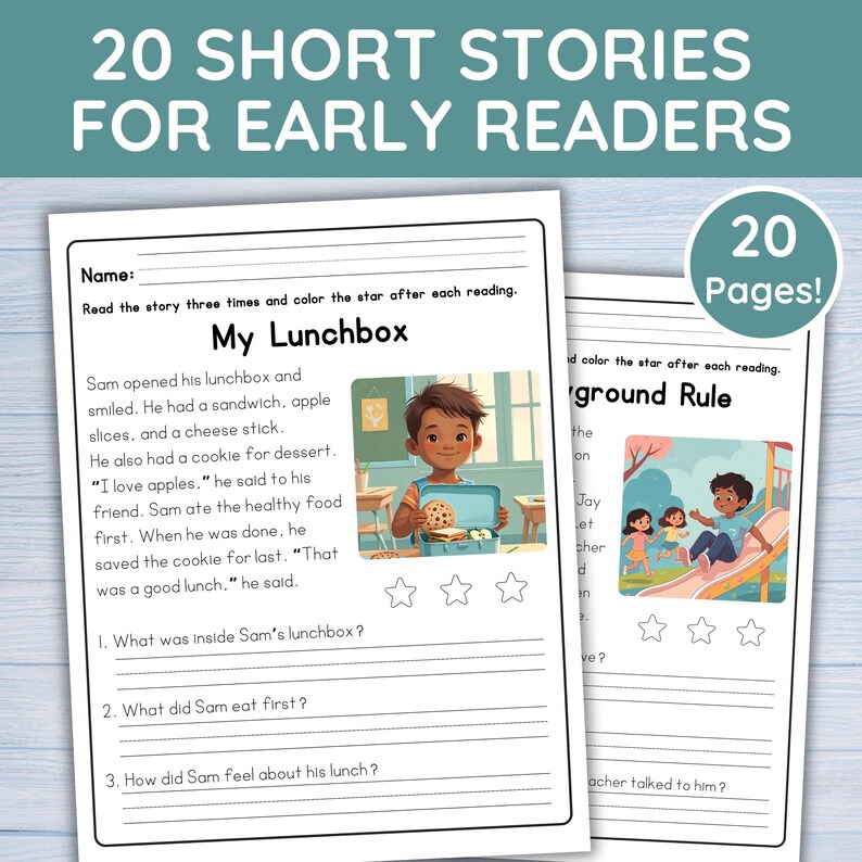 SEL Reading Comprehension Stories: Early Literacy Worksheets (PDF ...