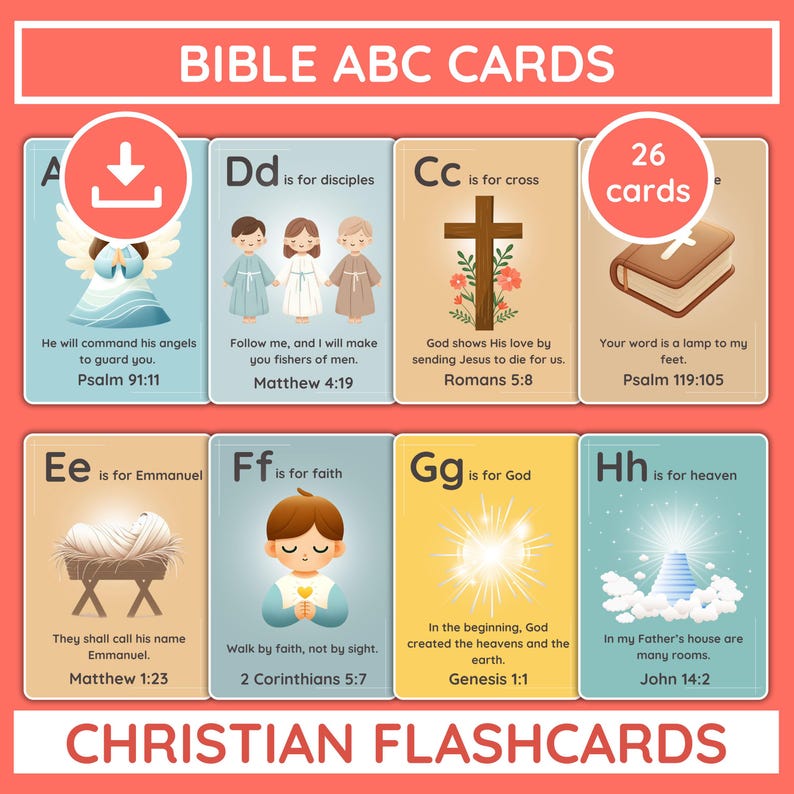 Bible ABC Flashcards: Montessori Scripture Cards (printable PDF) - Etsy