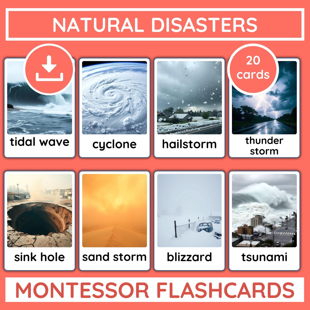 Natural Disasters Flashcards: Montessori Earth Science, Real Images ...