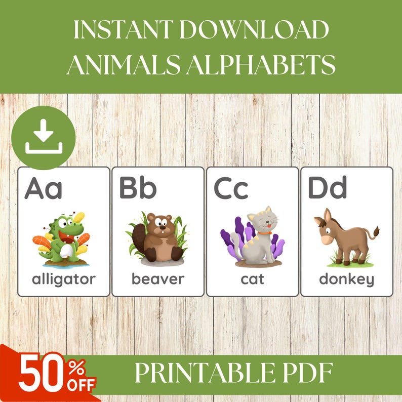 Animal Alphabets, Alphabets Letters, Printable Montessori, Flashcards ...
