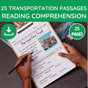 Transportation Reading Comprehension Worksheets: Kindergarten & 1st ...