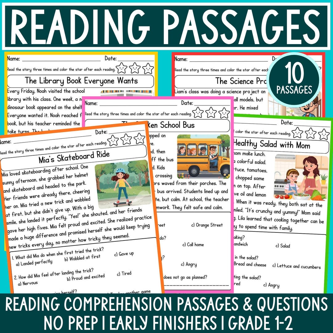 Reading Comprehension Short Stories, Grades 1-3 (digital Download) - Etsy