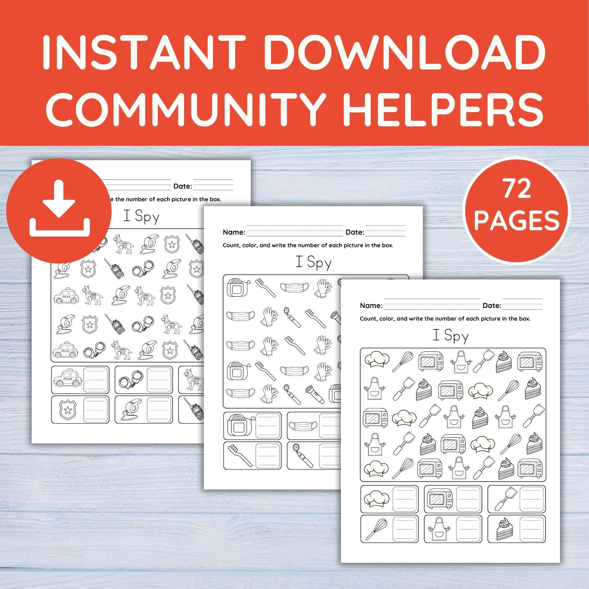 Community Helpers Preschool Worksheets: 72-page Learning Pack (PDF ...