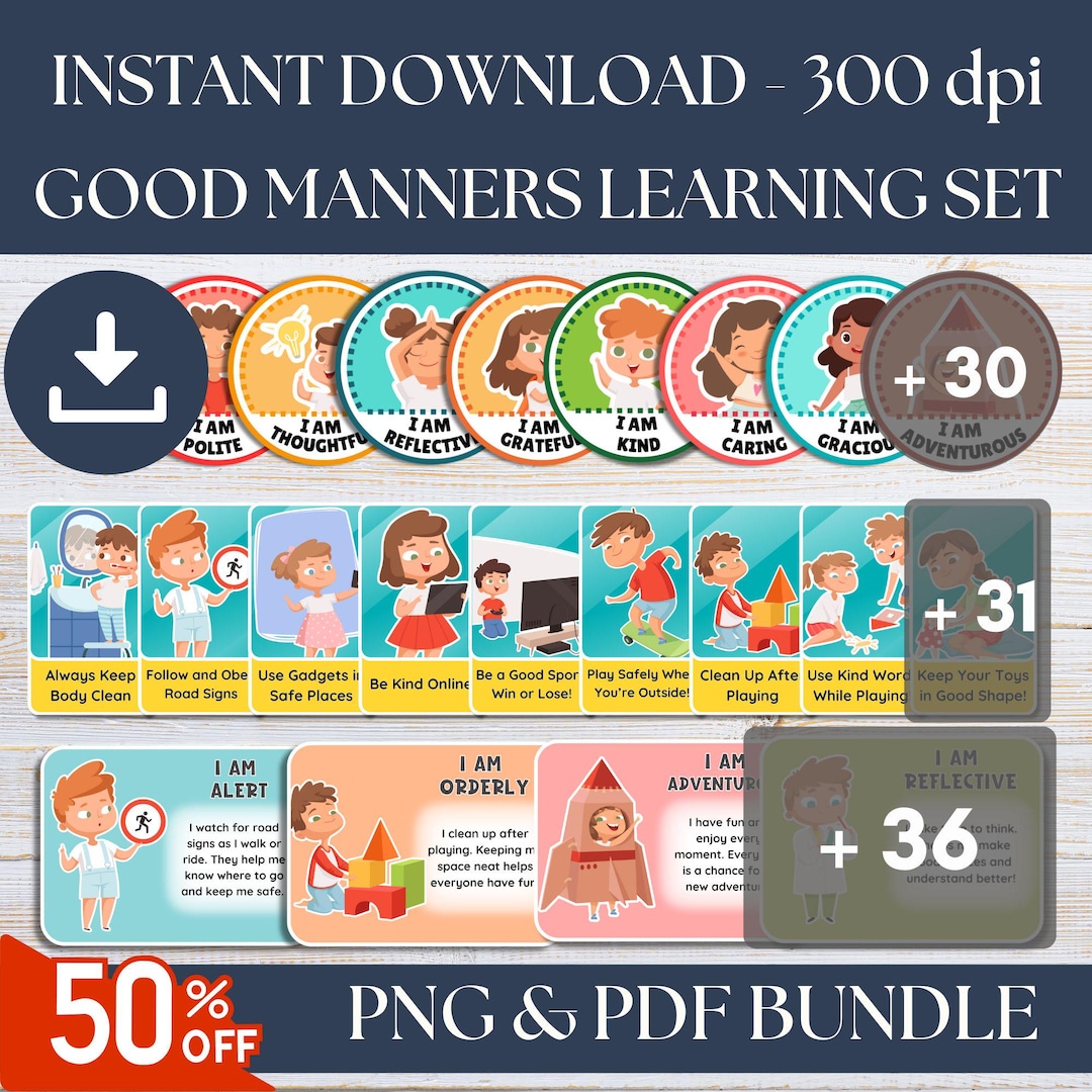 Good Manners, Classroom Rules, Good Kid, Montessori Poster Set, Clipart ...