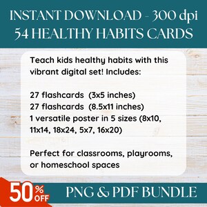 Healthy Habits Flashcards for Kids – Daily Routine Responsibility Cards ...