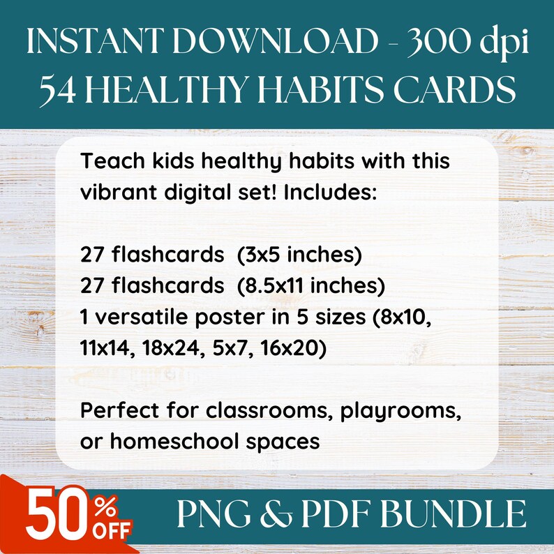Healthy Habits Flashcards for Kids, Healthy Habits, Healthy Routine ...