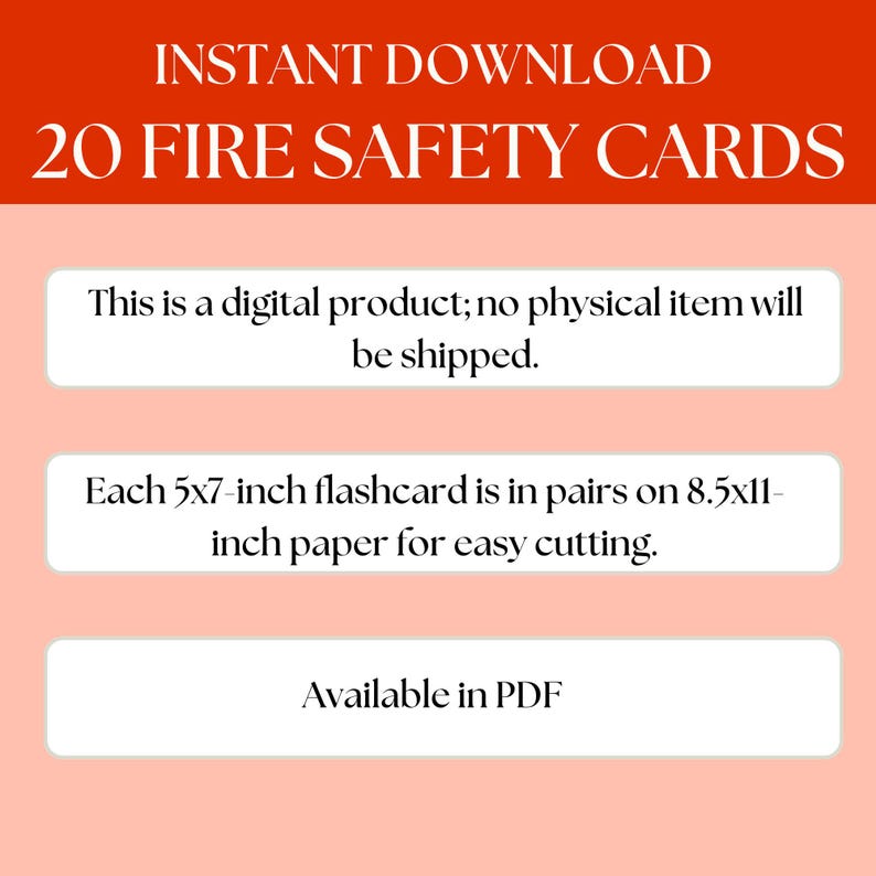 20 Fire Safety Flashcards for Kids, Watercolor Fire Safety Learning ...