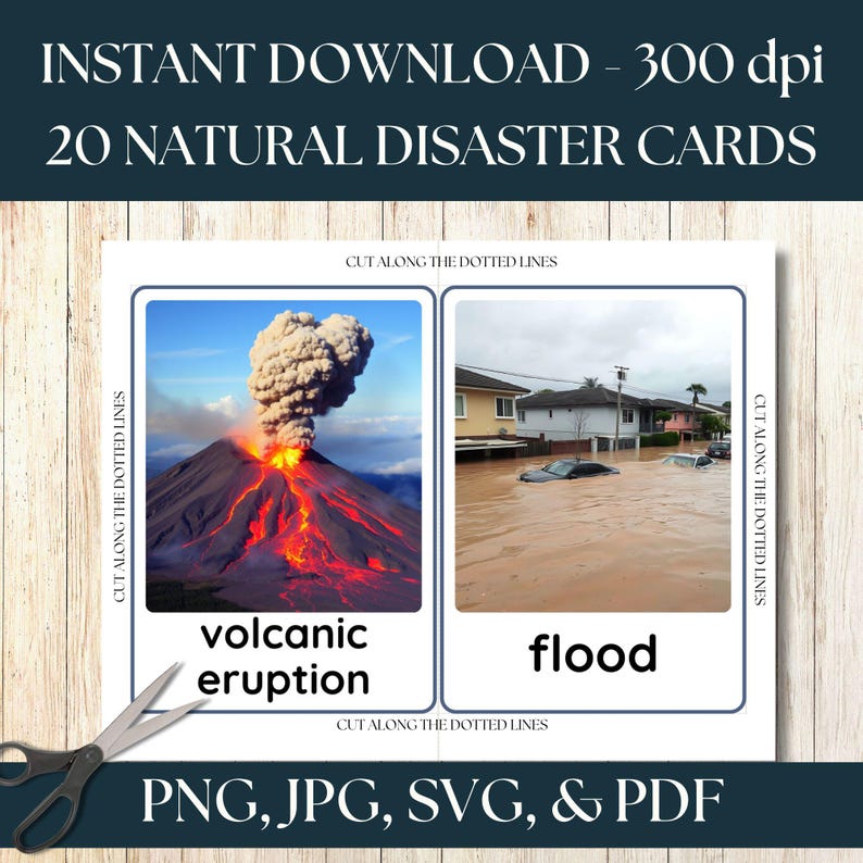20 Natural Disasters Flashcards, Weather and Disaster Cards, Natural ...