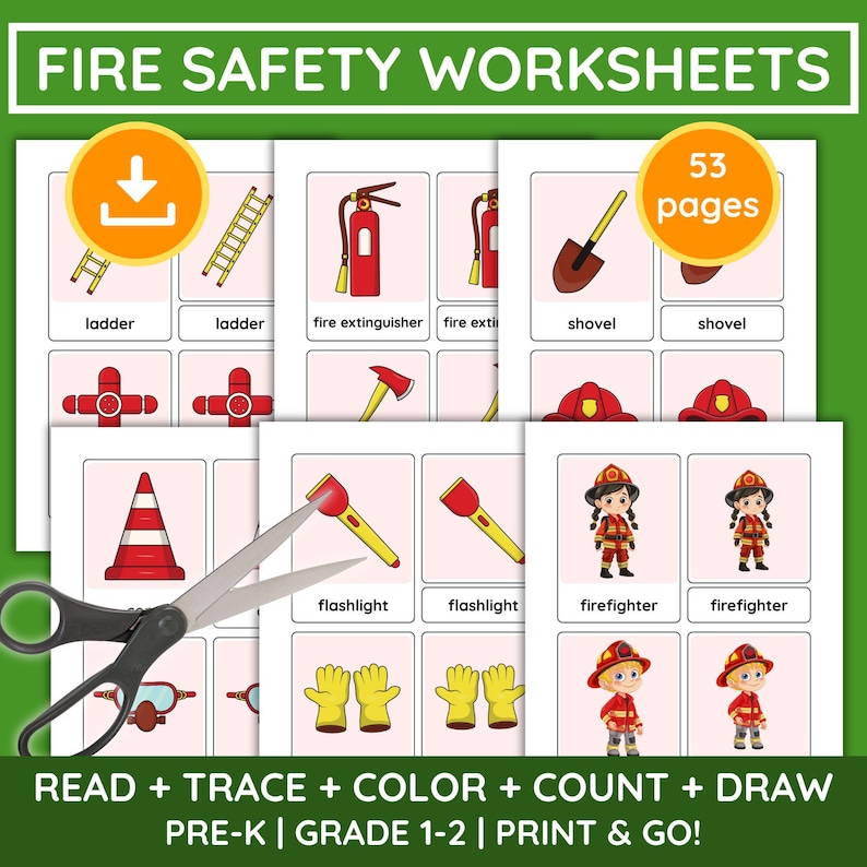 Fire Safety Worksheets and Activities for Kids | Preschool Kindergarten ...