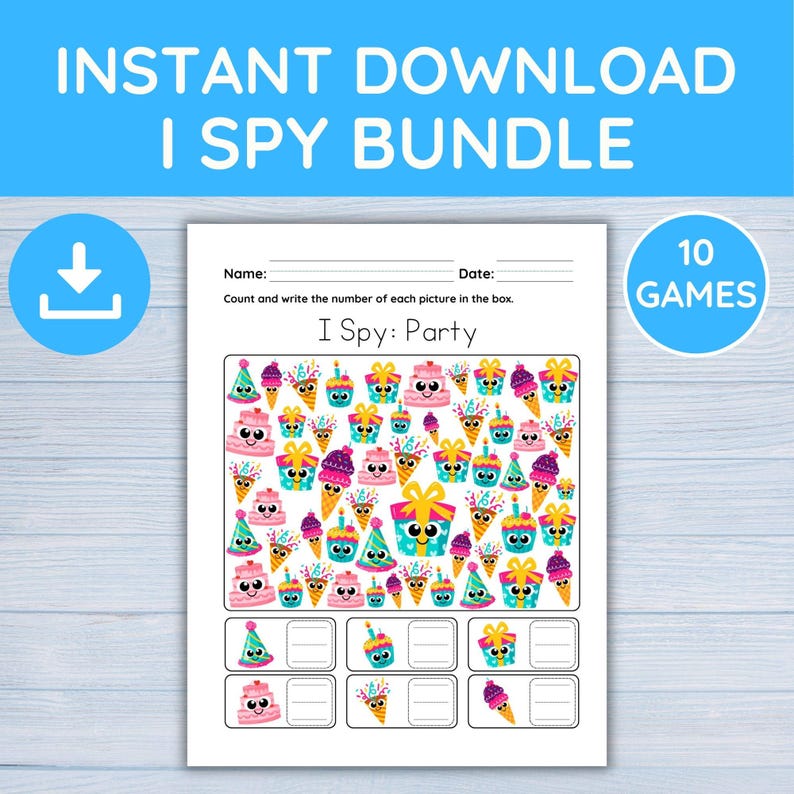 I Spy Printable Activity for Kids 10 Seek and Find Worksheets PDF ...