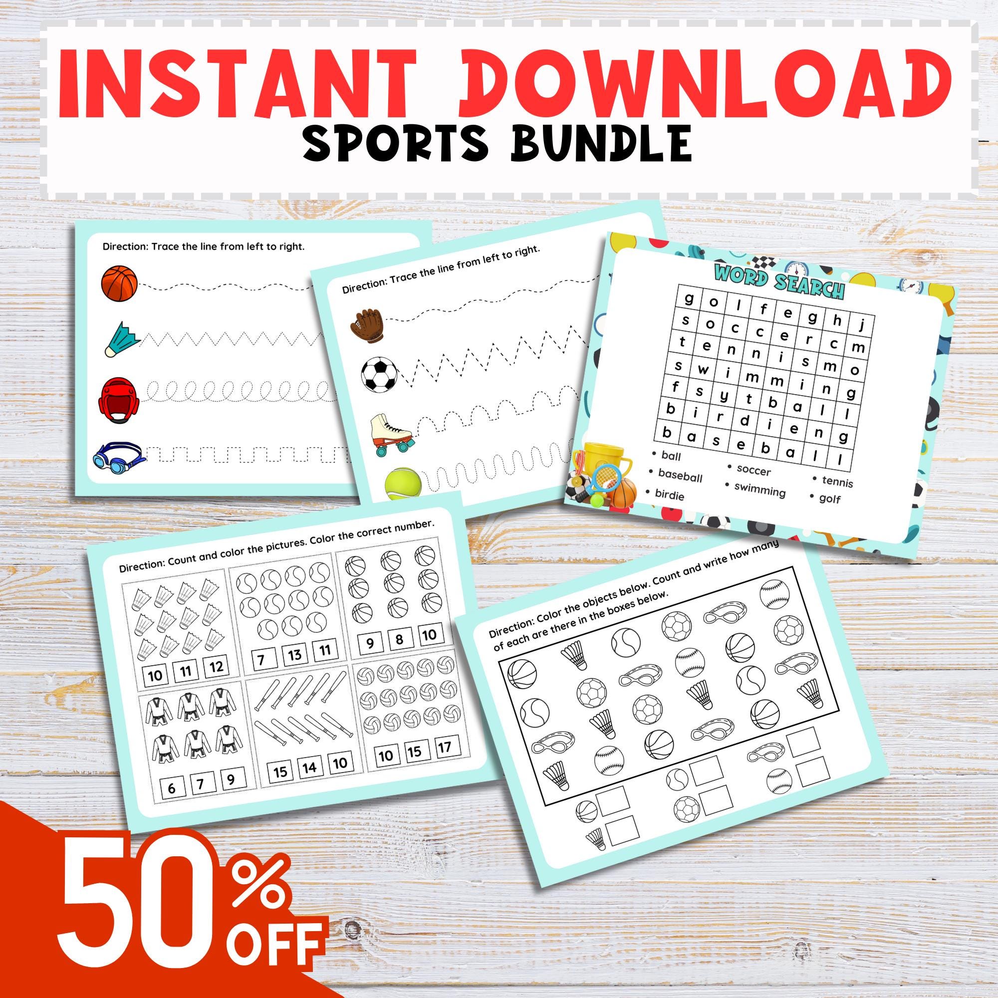 Interactive Sports Worksheets for Kids, Sports Preschool Learning ...