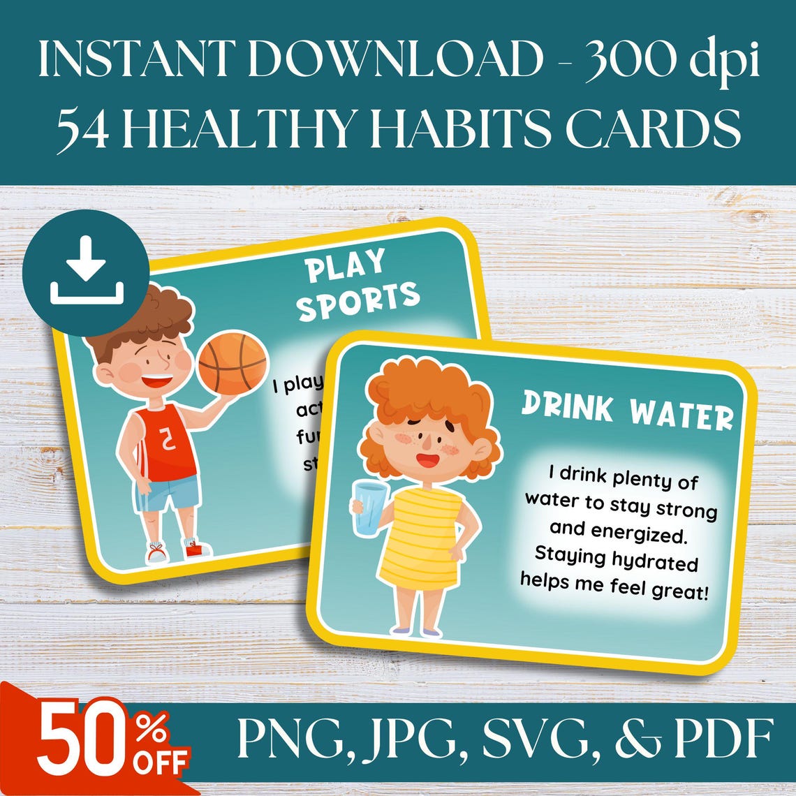 Healthy Habits Flashcards for Kids – Daily Routine Responsibility Cards ...