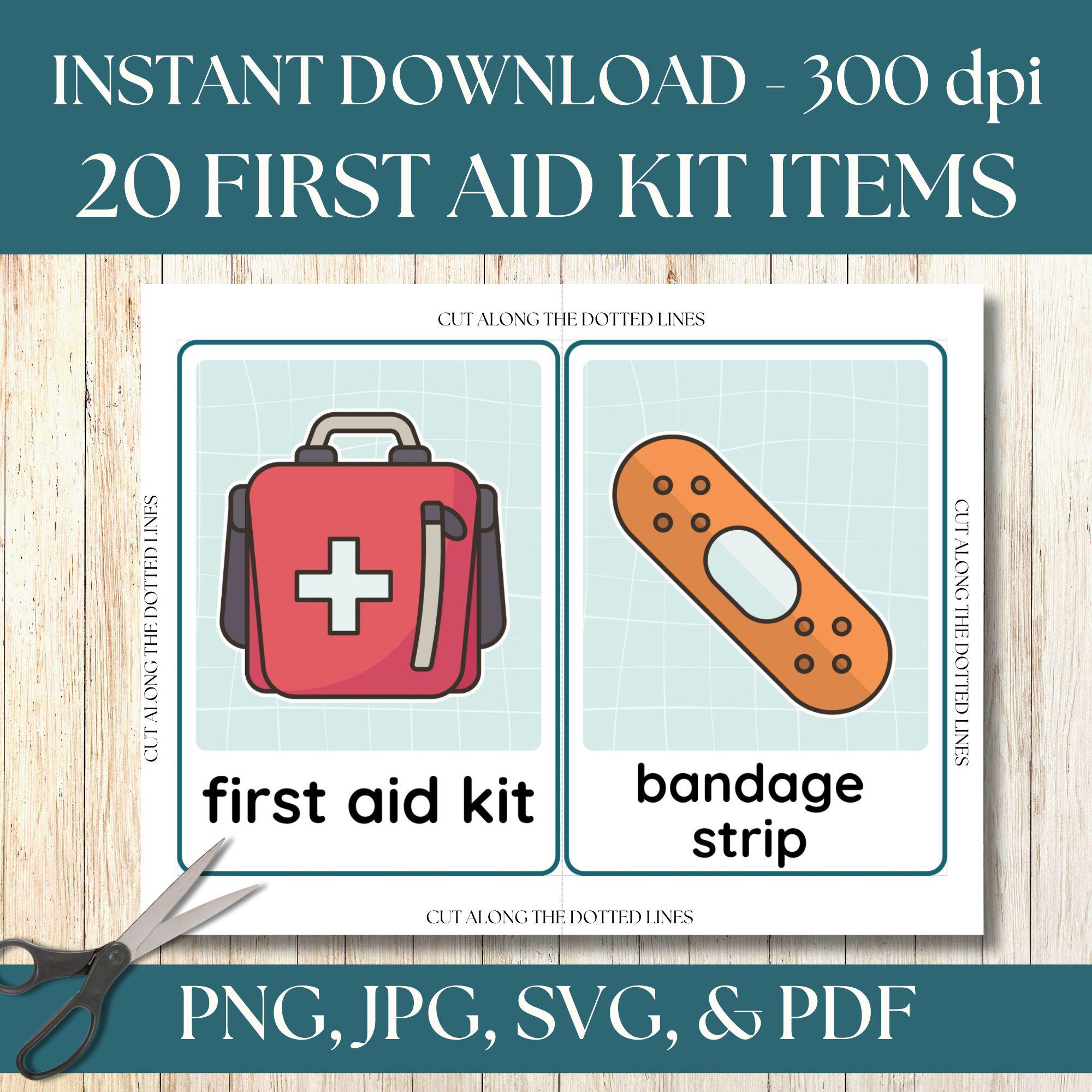 20 First Aid Kit Items Flashcards for Kids, Kids Safety, Montessori ...