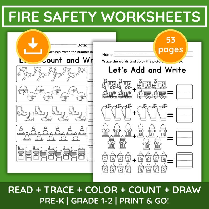Fire Safety Worksheets and Activities for Kids | Preschool Kindergarten ...