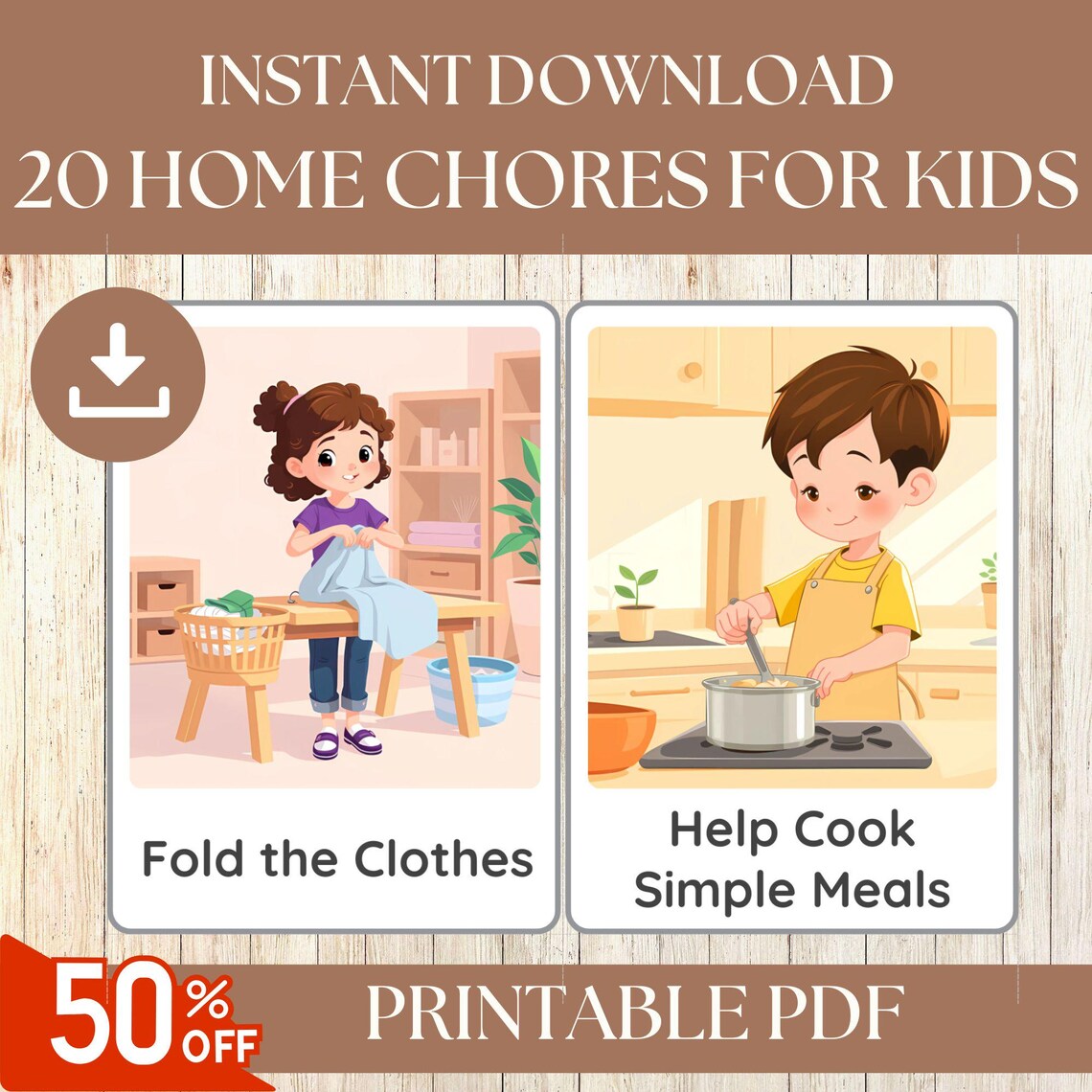 20 Chore Flashcards, Montessori Chore Chart, Chores for Kids, Kids ...