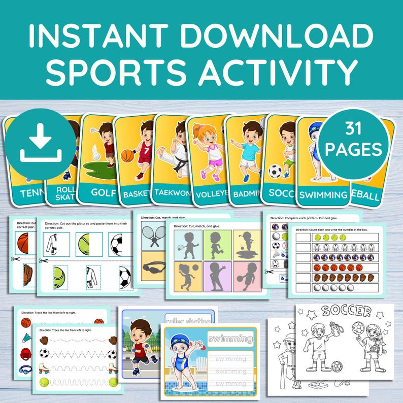 Sports Activity Workbook & Flashcards: Preschool-kindergarten PE (PDF ...