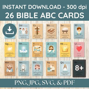 Bible ABC Flashcards for Kids, Montessori Inspired Bible Alphabet Cards ...