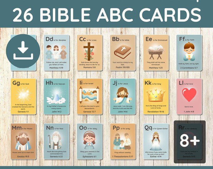 Bible Alphabet, Kids Bible Cards, Alphabet Flashcards, ABC Bible Verses ...