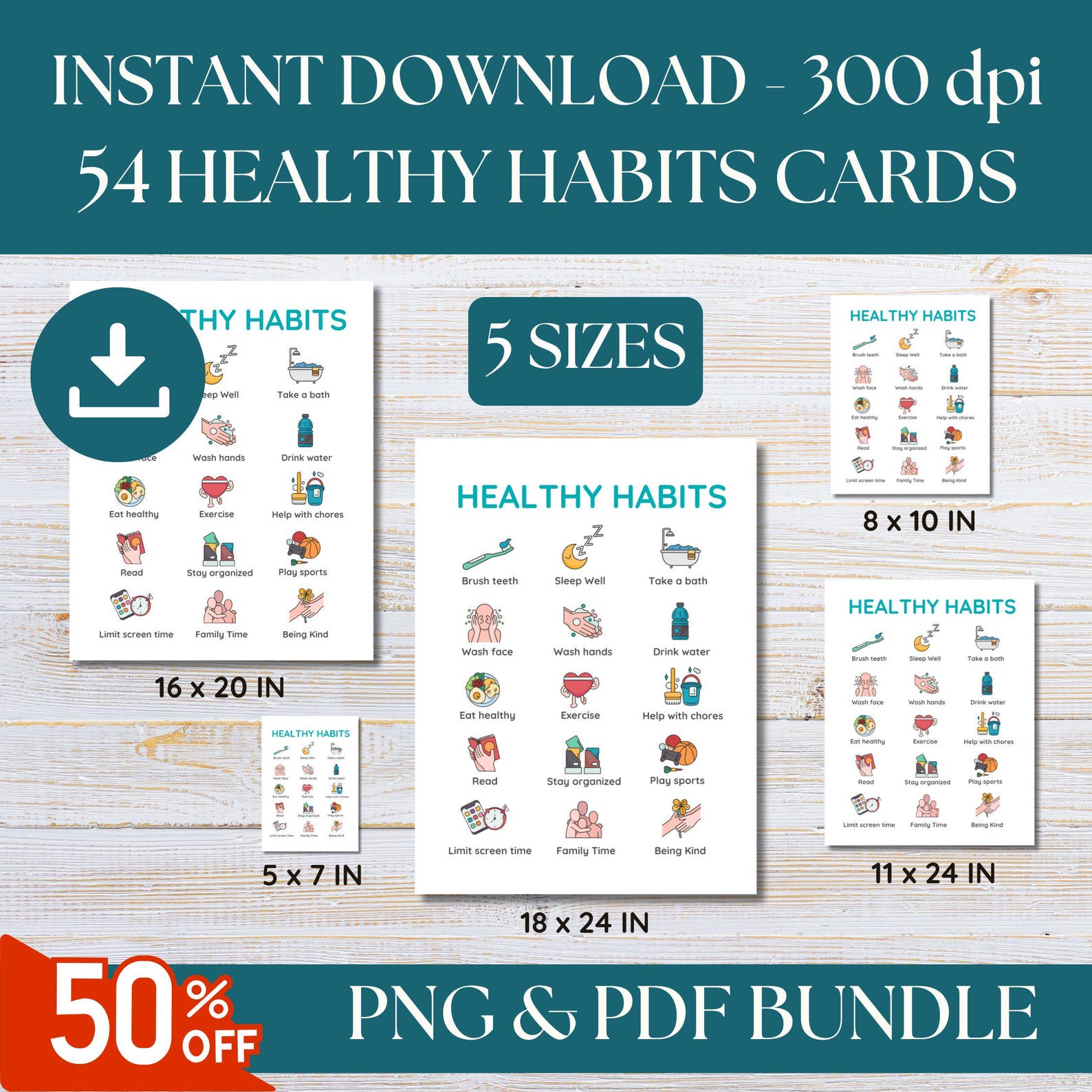 Healthy Habits Flashcards for Kids, Healthy Habits, Healthy Routine ...