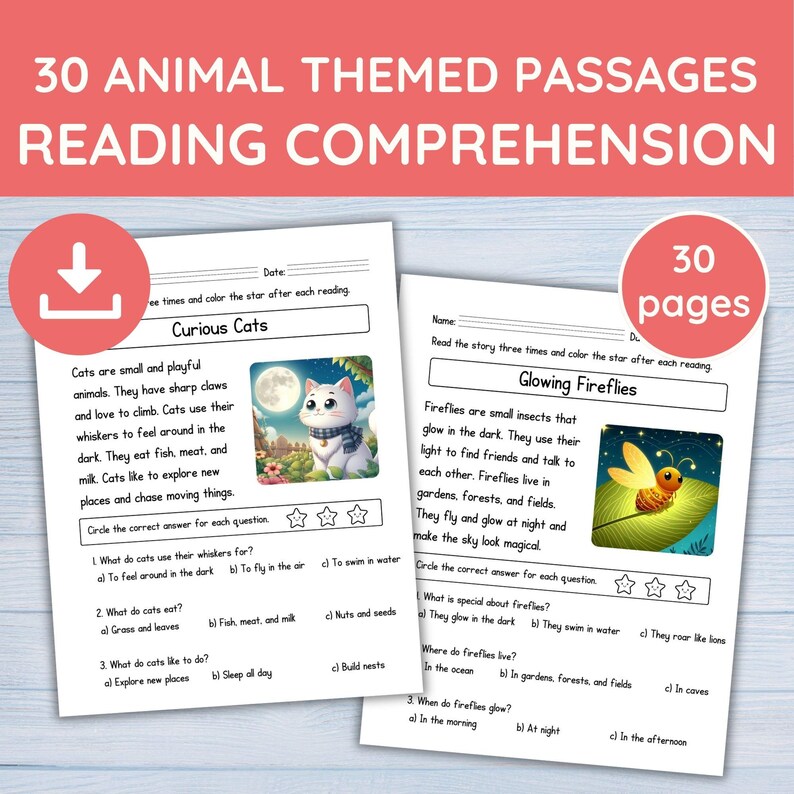 30 Printable Animal Reading Comprehension Worksheets With Short Stories ...