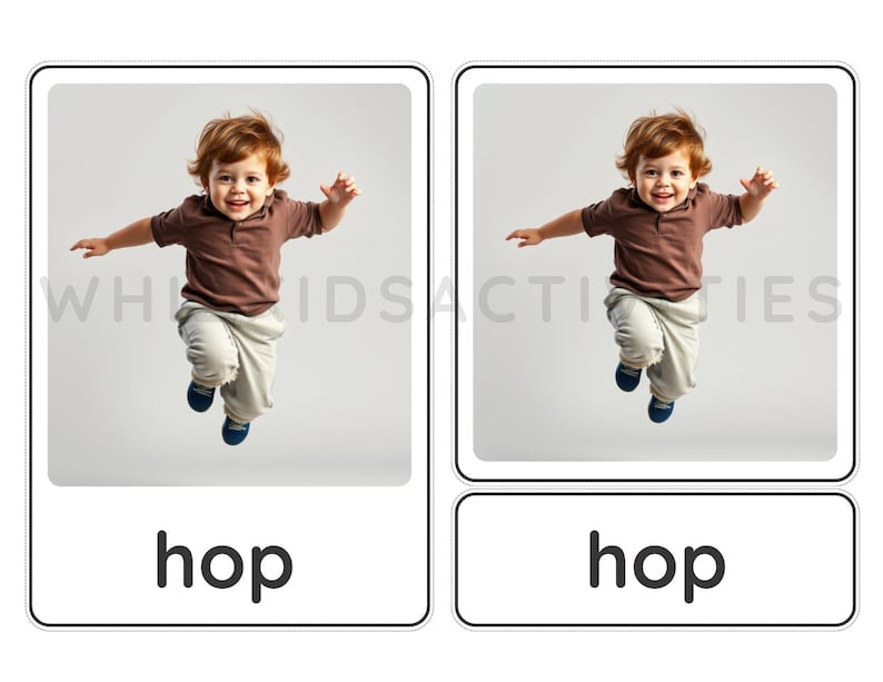 50 Most Common Action Verbs Flashcards for Kids, ESL Action Verbs ...