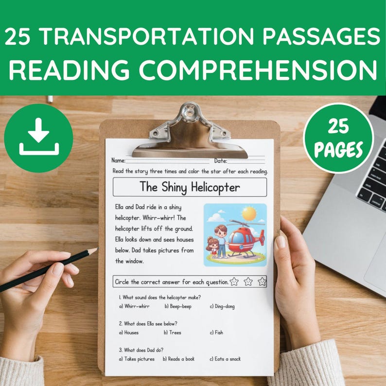 Transportation Reading Comprehension Worksheets for Kids – 25 Printable ...