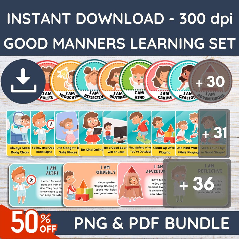 Good Manners, Classroom Rules, Good Kid, Montessori Poster Set, Clipart ...