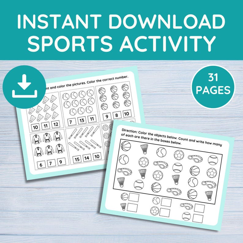 Kindergarten Sports Worksheets for Kids | 30-page Preschool Sports ...