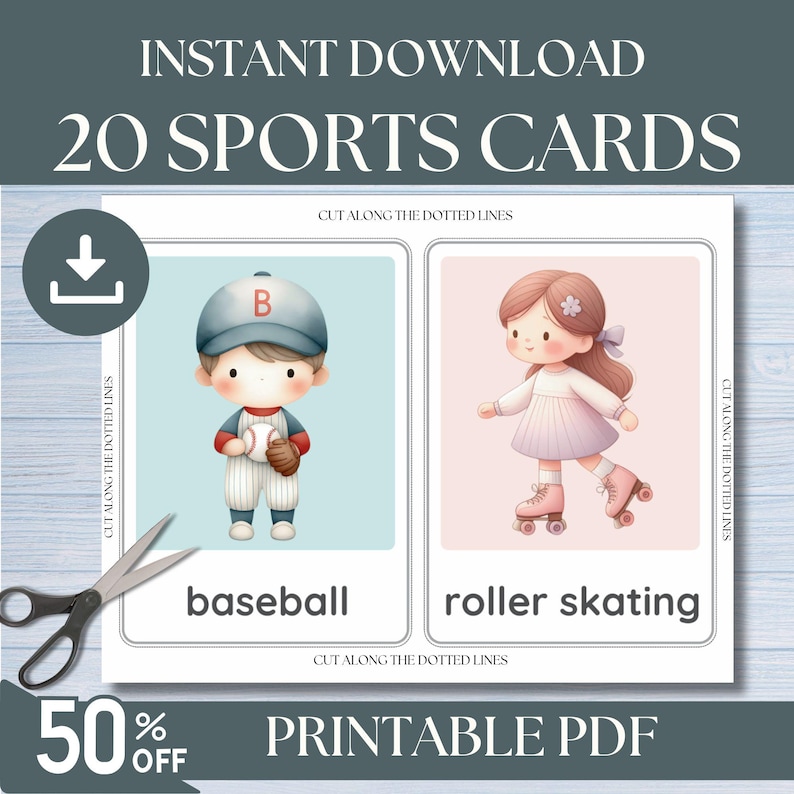 20 Sports Cards, Sports Flashcards, Sports for Kids, Sports for Nursery ...