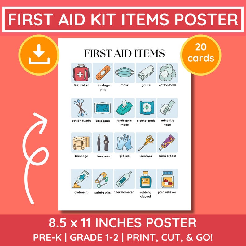 First Aid Flashcards for Kids: Montessori Safety Learning (printable ...