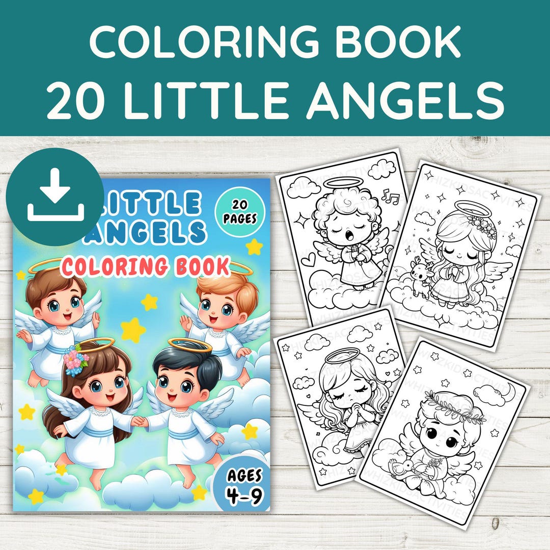 20 Cute Little Angels Coloring Book for Kids, Coloring Activities for ...