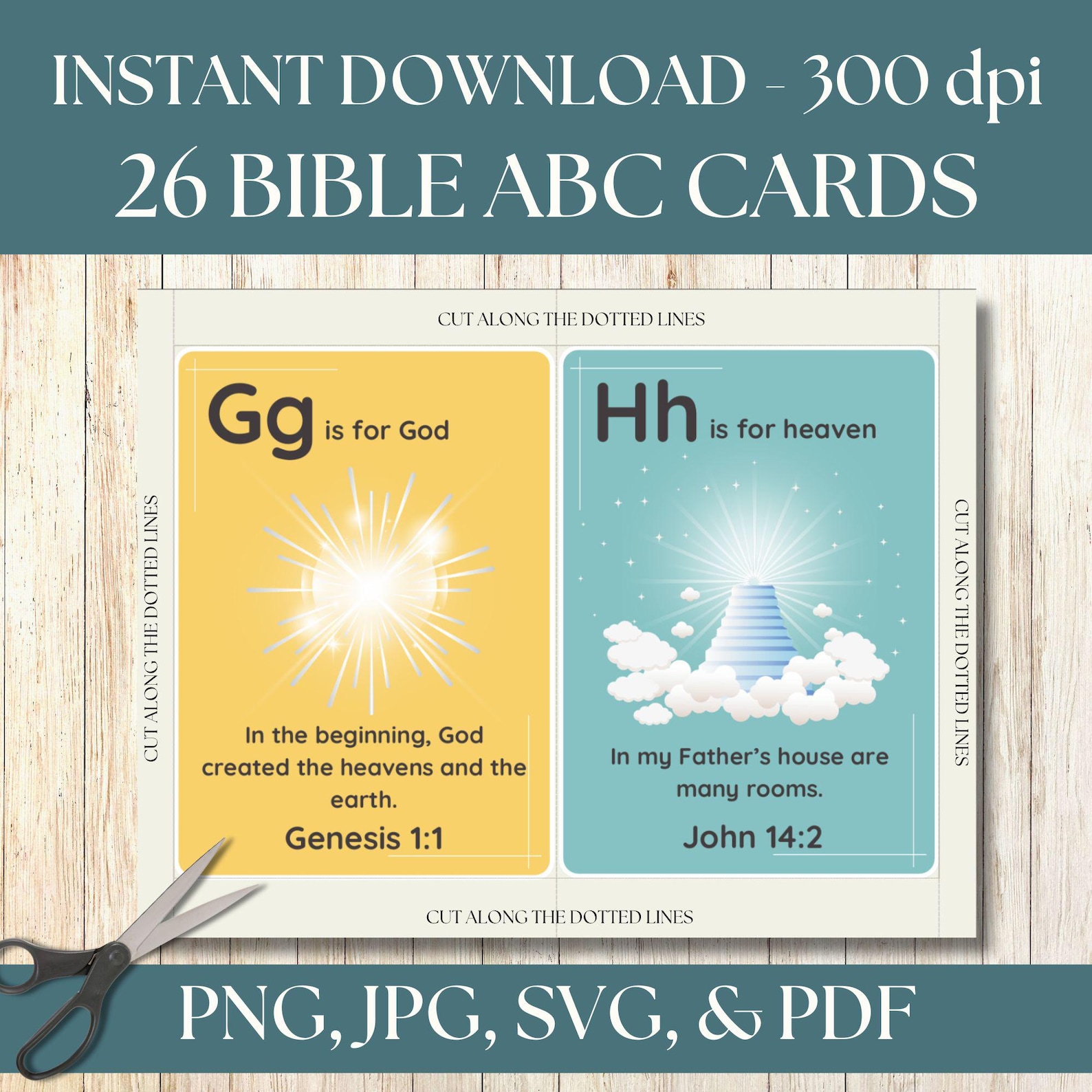 Bible ABC Flashcards for Kids, Montessori Inspired Bible Alphabet Cards ...