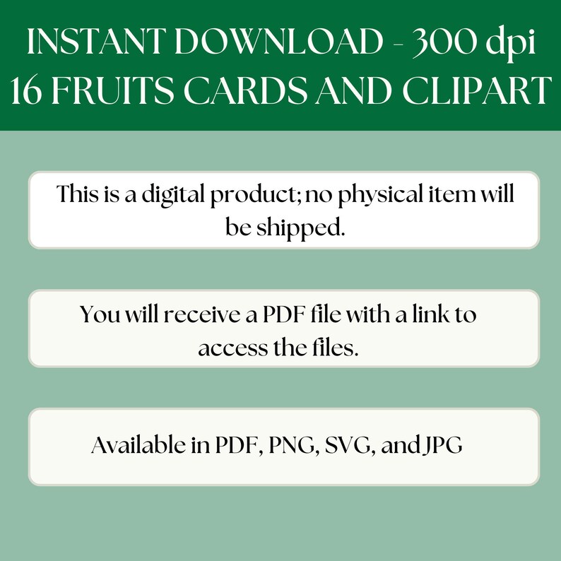 Fruit Flashcards, Fruits Clipart, Fruits PNG, Montessori Flashcards ...