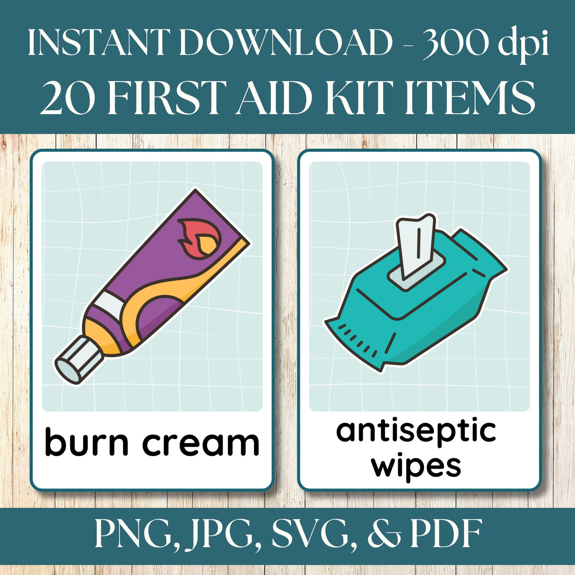 20 First Aid Kit Items Flashcards, Kids Safety, Montessori Safety Cards ...