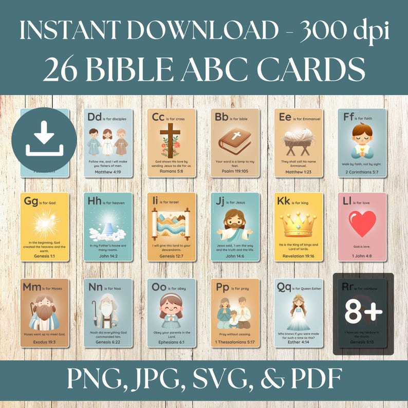 Bible ABC, Bible Alphabet, Bible Verse Cards, Bible Verse Cards ...