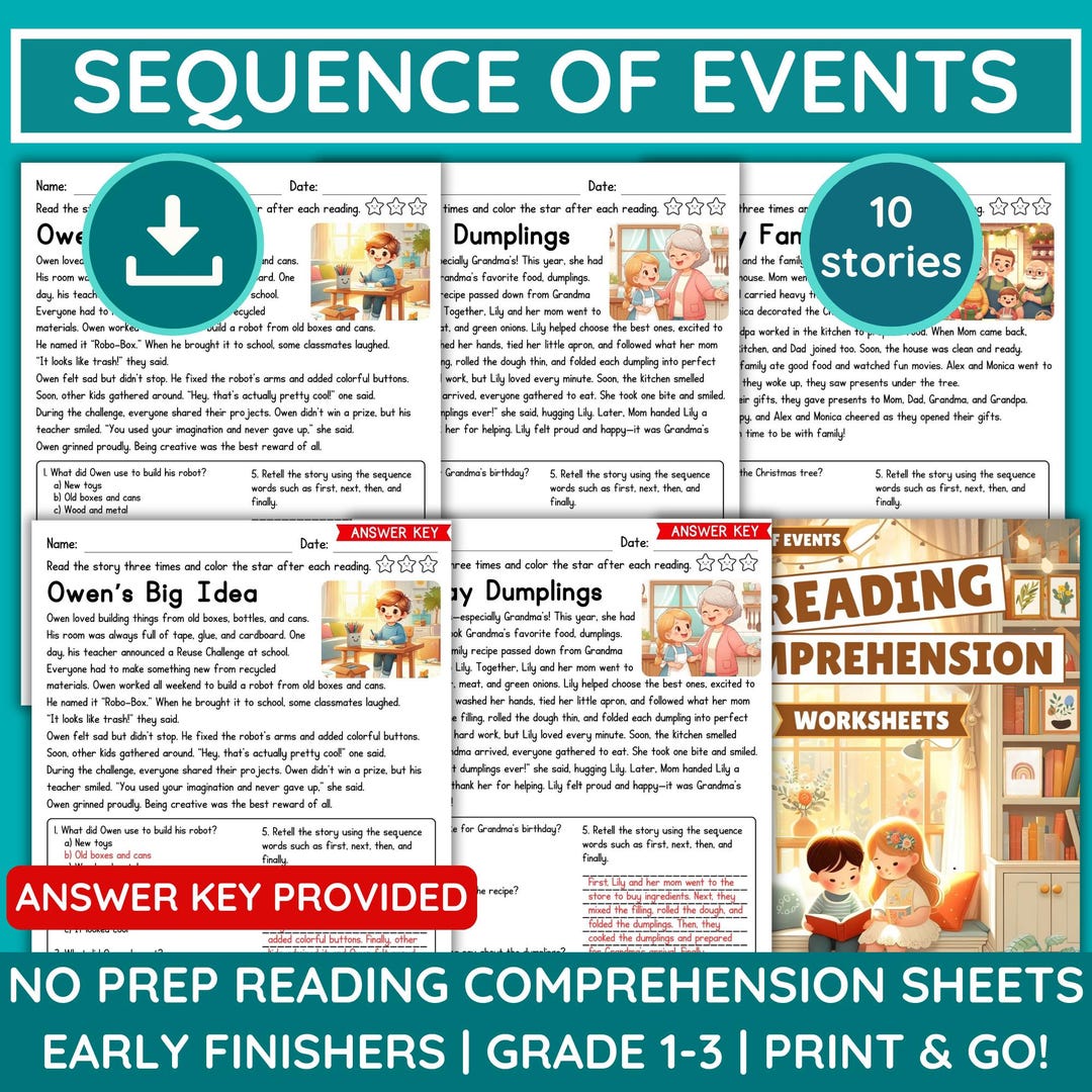 Sequencing of Events Reading Comprehension Passages With Questions ...