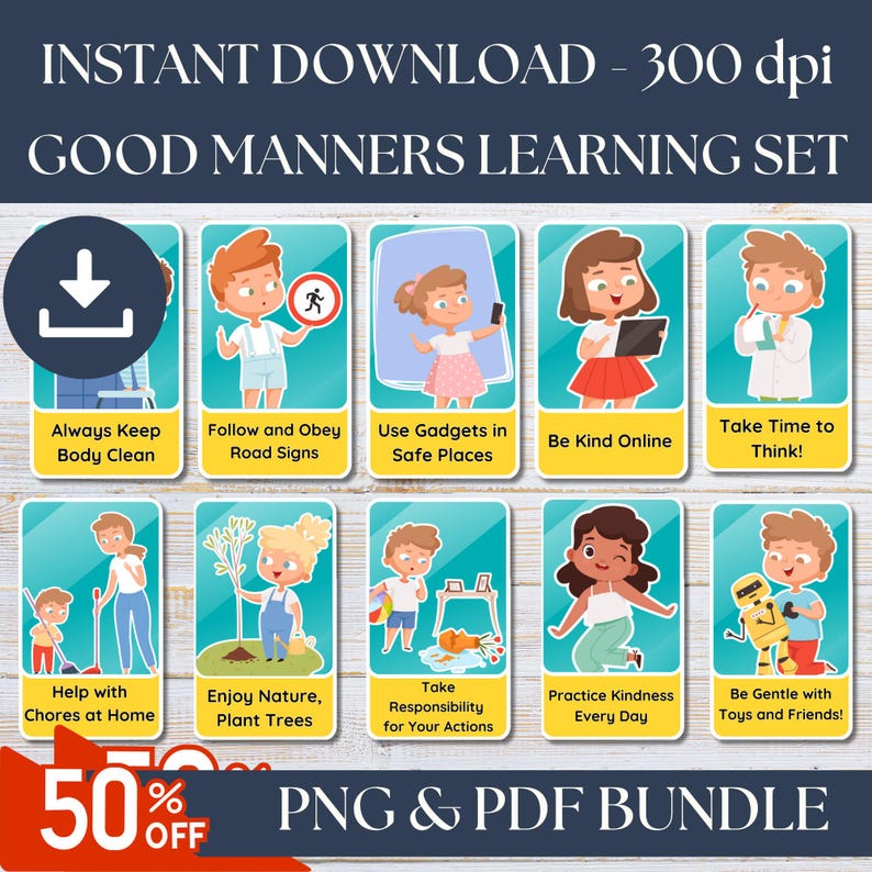 Good Manners, Classroom Rules, Good Kid, Montessori Poster Set, Clipart ...