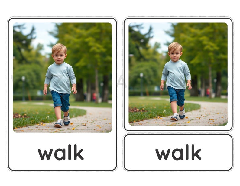 50 Most Common Action Verbs Flashcards for Kids, ESL Action Verbs ...