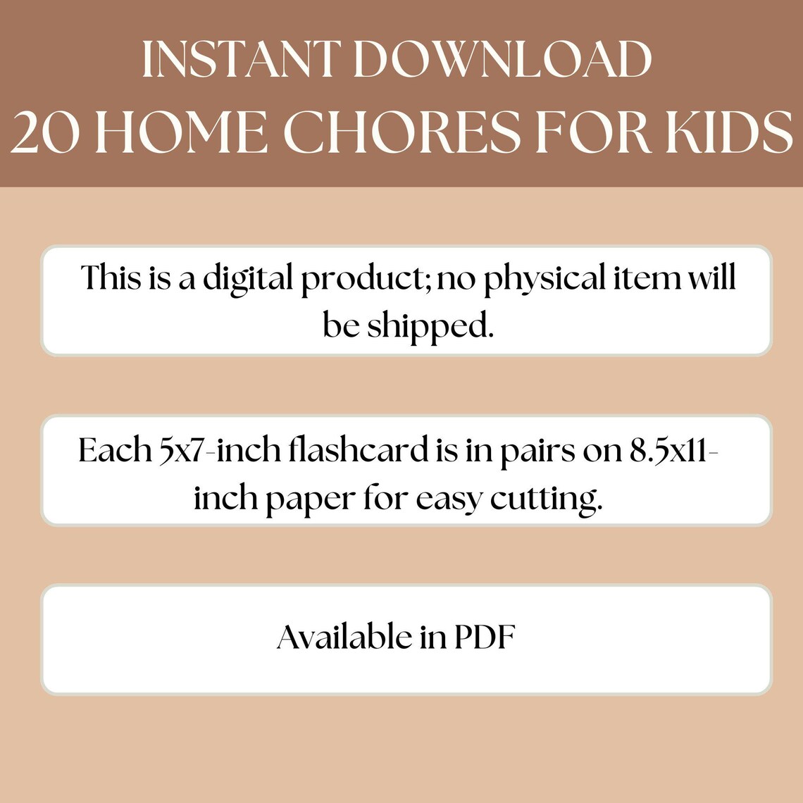 20 Chore Flashcards, Montessori Chore Chart, Chores for Kids, Kids ...