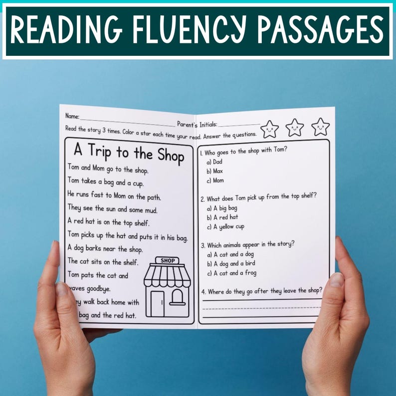 Grade 1-2 Reading Comprehension Decodable Passages & Questions Fluency ...