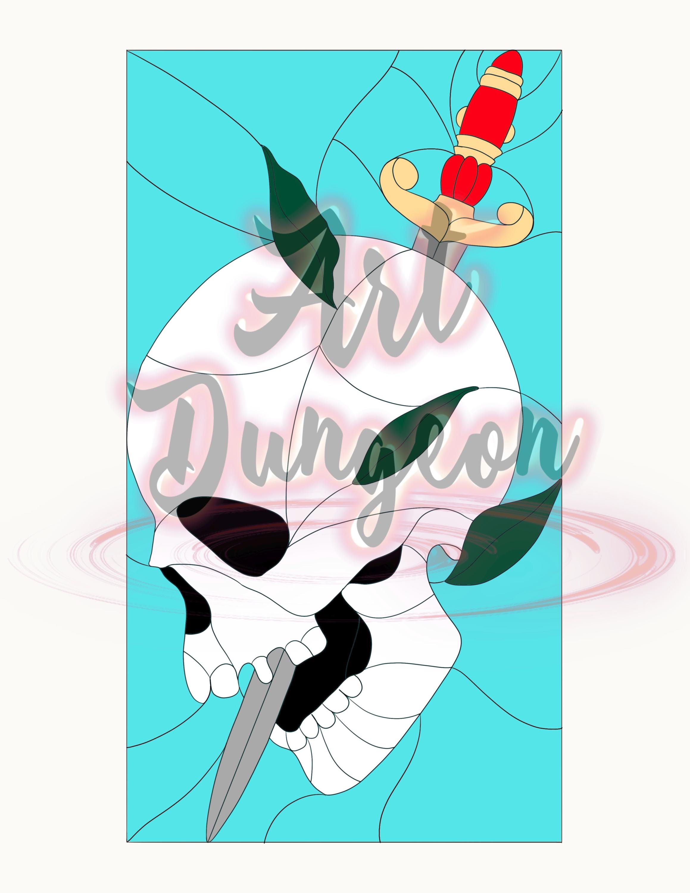 Skull and Sword Stained Glass Pattern Downloadable Pattern - Etsy