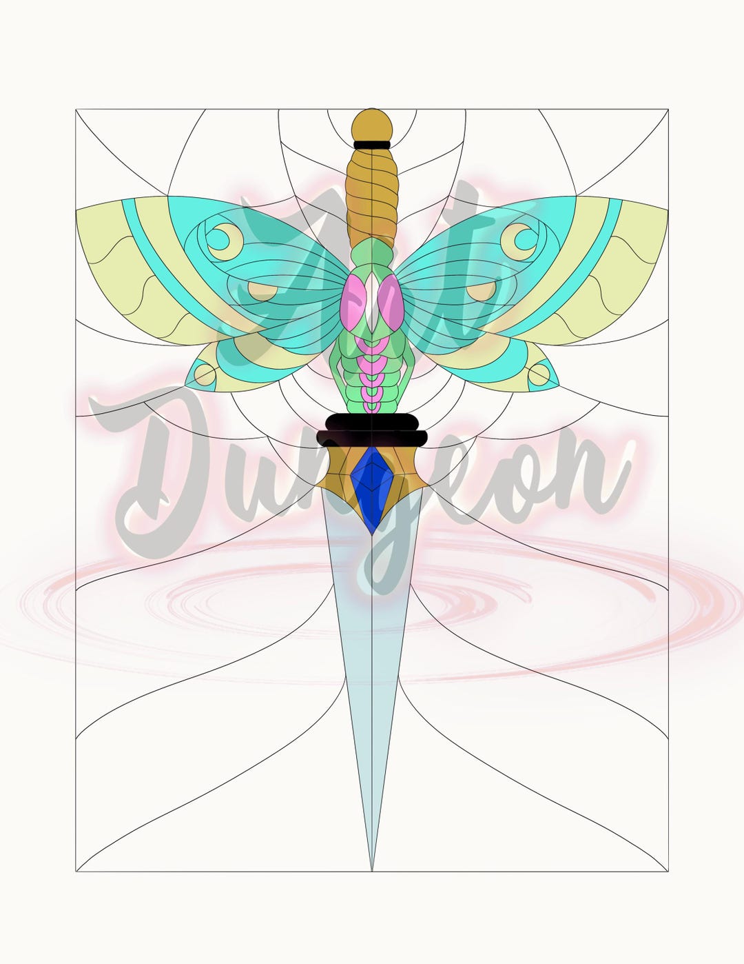 Moth Dagger Stained Glass Panel and Suncatcher Pattern Digital Download ...