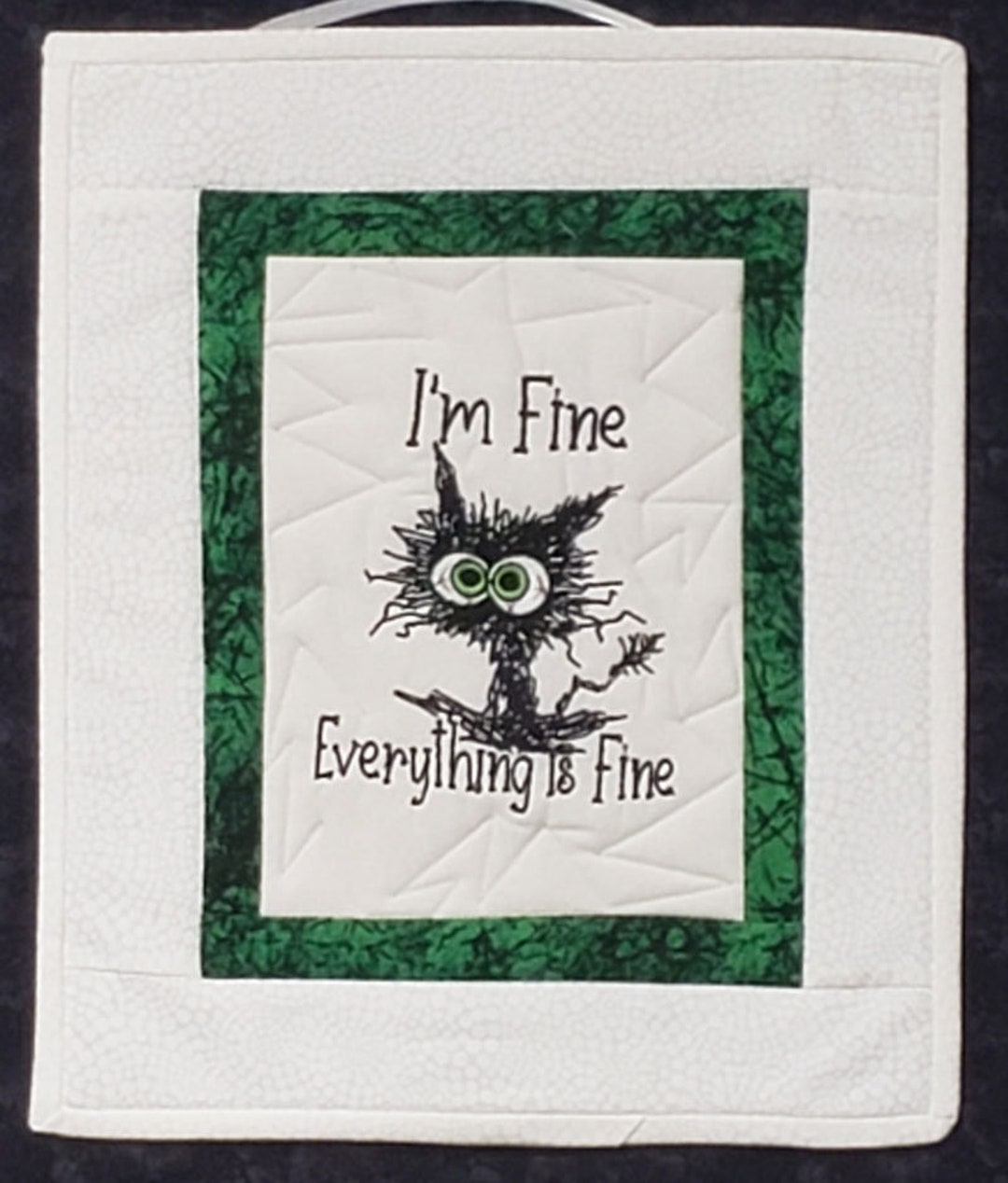 Whimsical Embroidered & Quilted Frazzled Green-eyed Cat Wall Hanging - Etsy